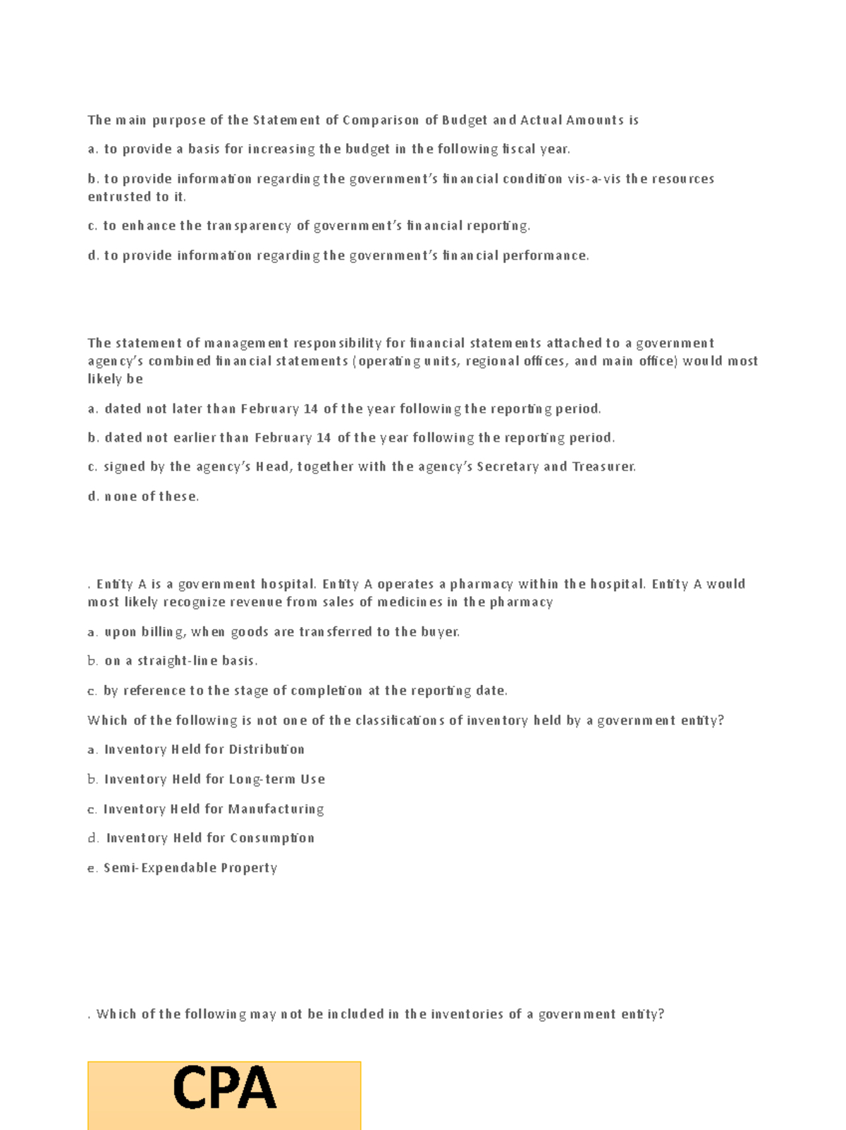 102 Accounting The Main Purpose Of The Statement Of Comparison Of