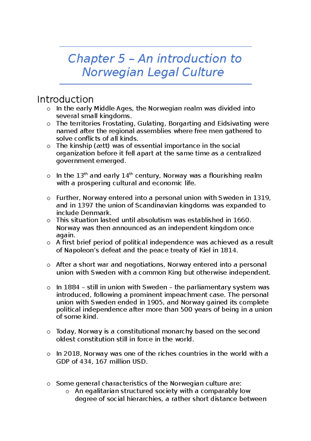 Chapter 5 - An introduction to Norwegian Legal Culture - Chapter 5 – An ...