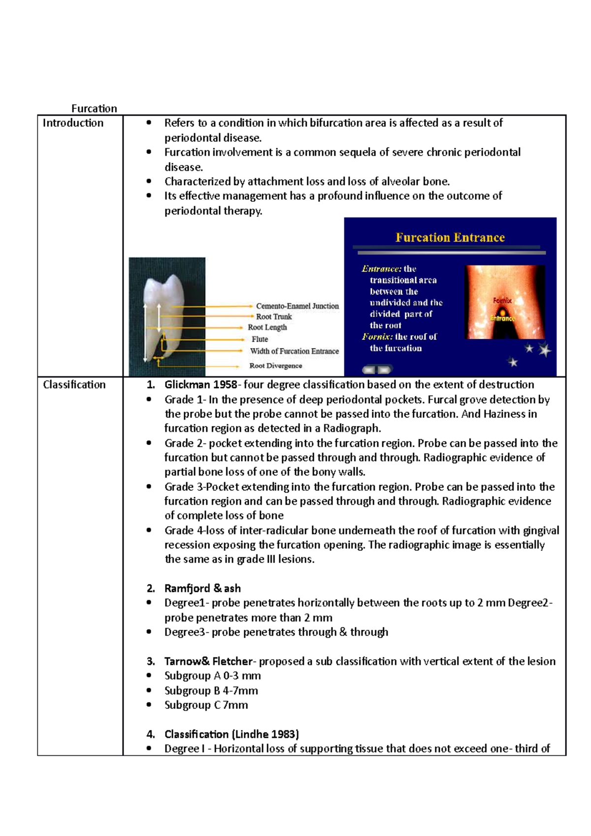 Furcation - Furcation Introduction Refers to a condition in which ...
