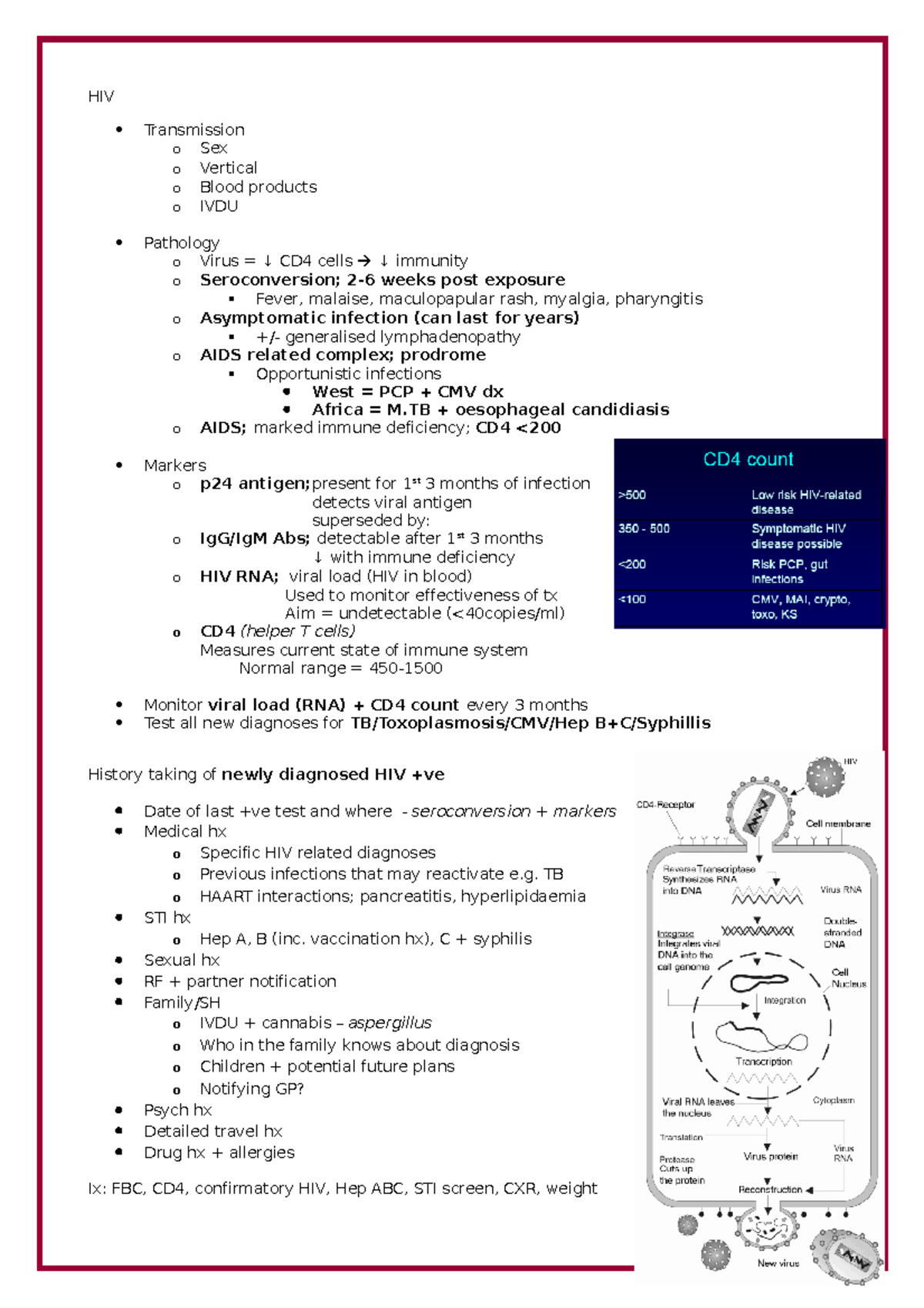 SH HIV - Notes on all of sexual health from lectures. - HIV ...