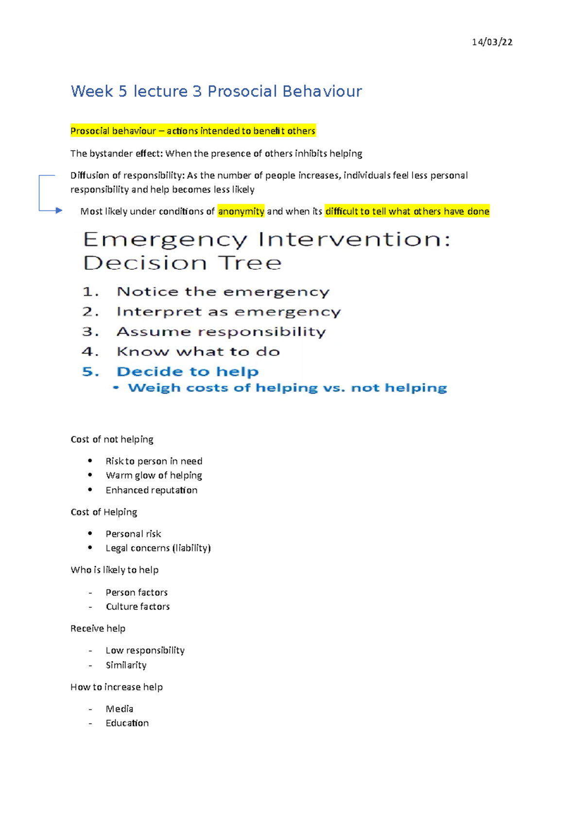 Week 5 lecture 3 Prosocial Behaviour - 14/03/ Week 5 lecture 3 Prosocial Behaviour Prosocial ...