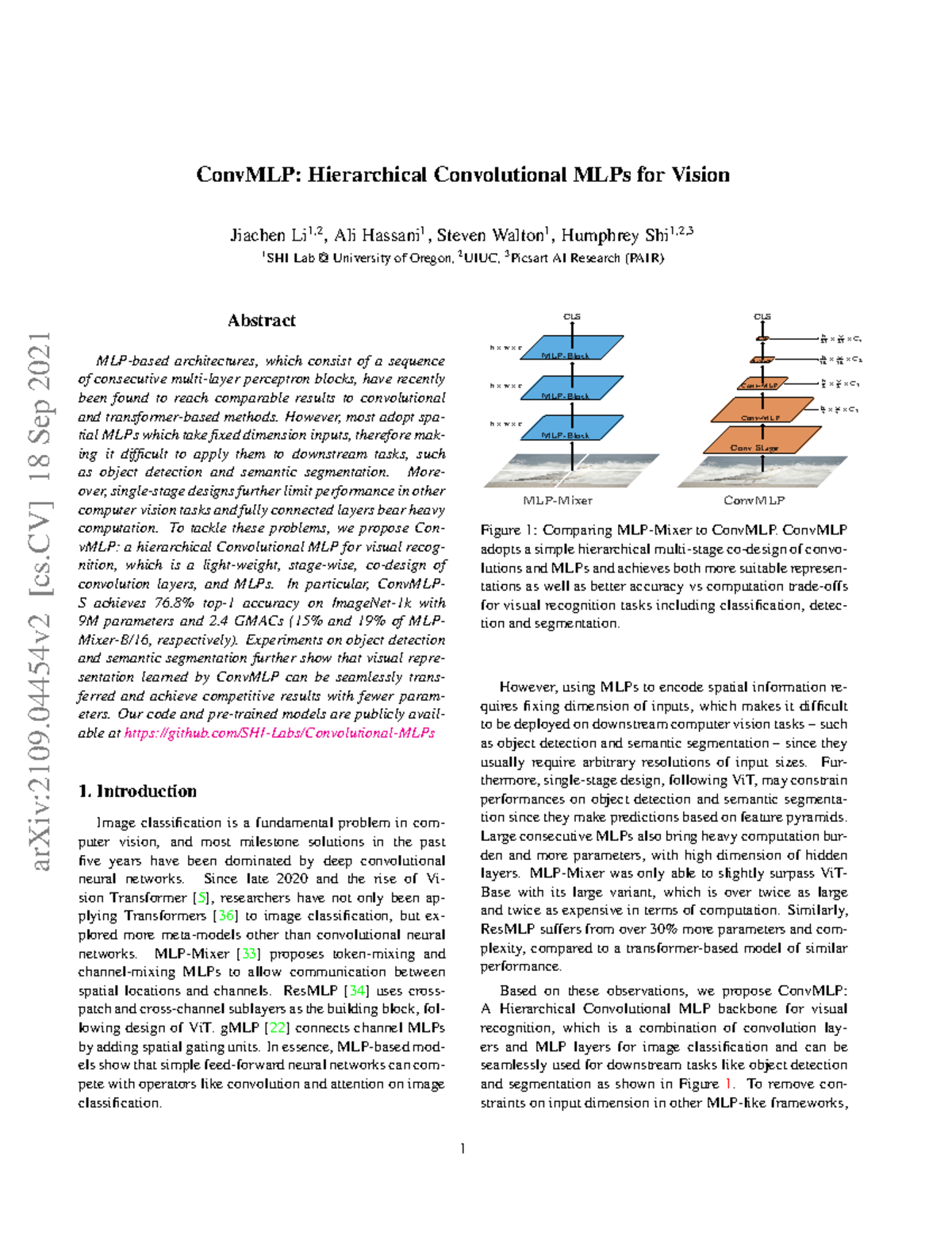 Conv Mlp - read it - ConvMLP: Hierarchical Convolutional MLPs for ...