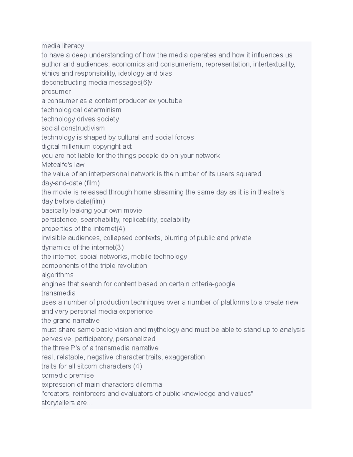 COMS 101 (70) - Lecture Notes - media literacy to have a deep ...