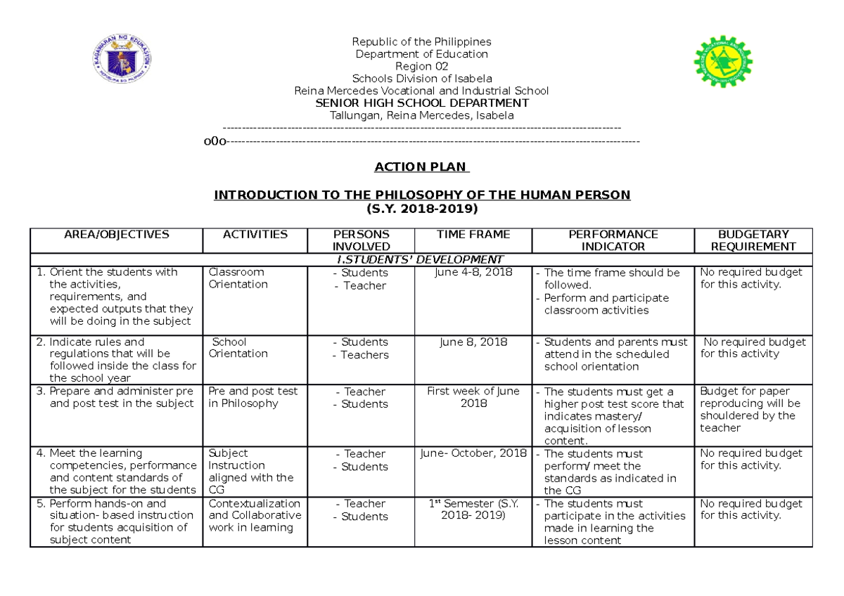 Action-Plan-Philo - action plan - Republic of the Philippines ...