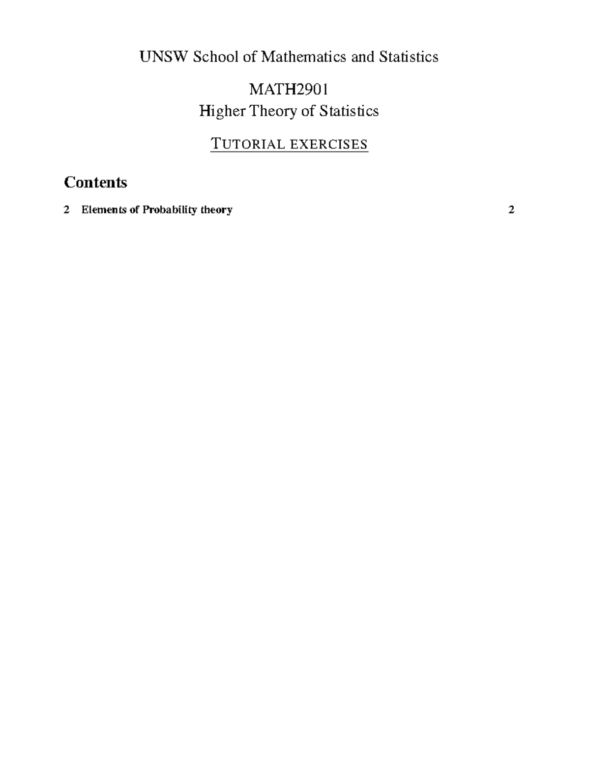 MATH2901 tutorial sheet week 2 - UNSW School of Mathematics and ...