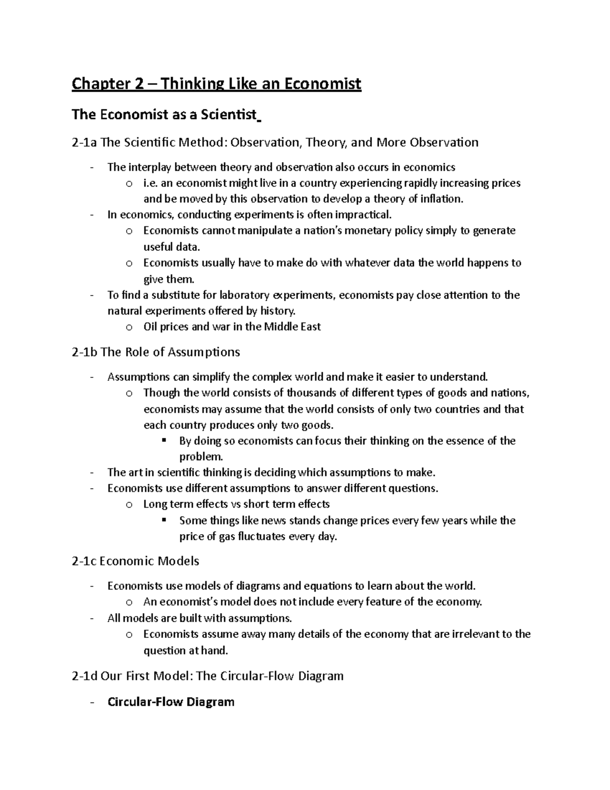 Chapter 2 – Thinking Like an Economist - Chapter 2 – Thinking Like an ...