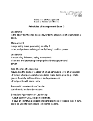 Principles of Management Final Exam Notes - Principles of Management ...