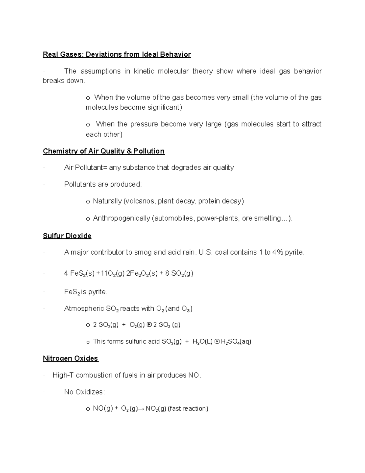 Chemistry 102 - Examples of gas theory and basic mechanics - Real Gases ...