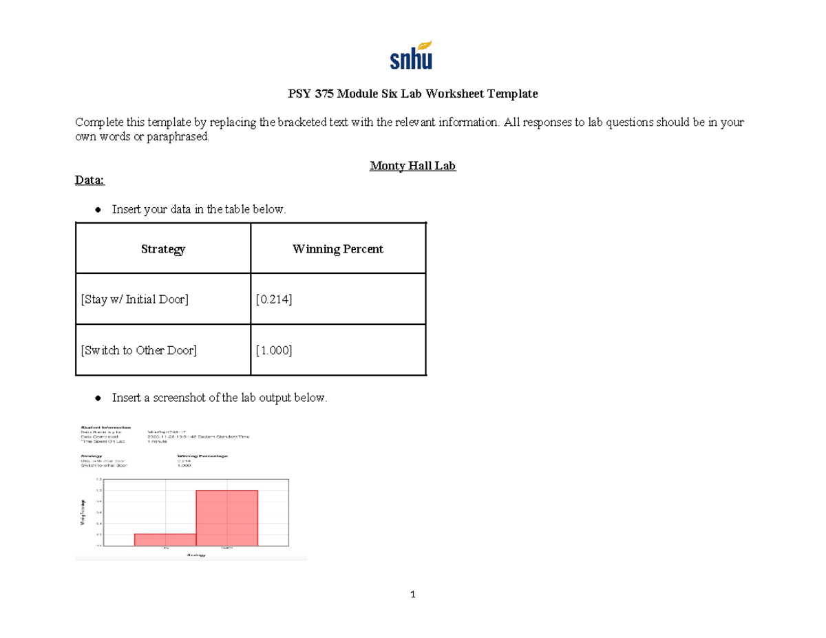 Module #6 Lab Worksheet - PSY 375 Module Six Lab Worksheet Template Complete this template by ...