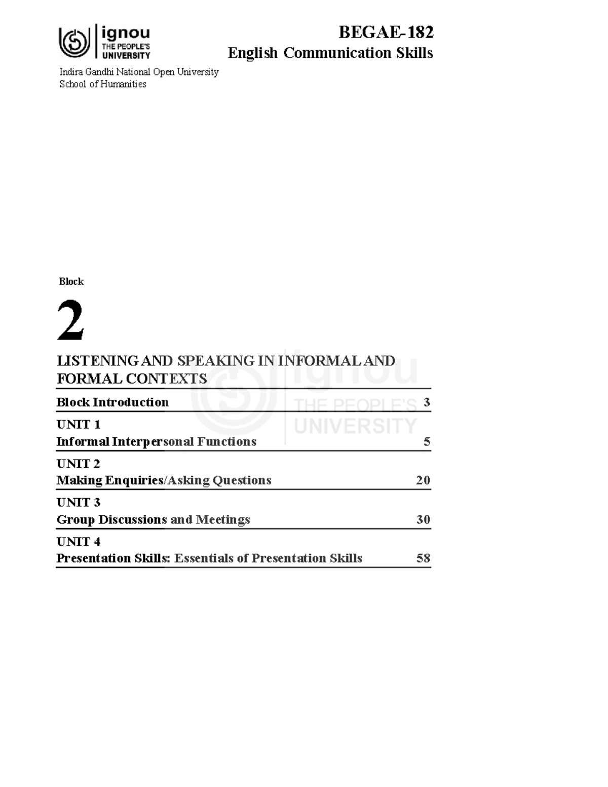 Block-2 - IGNOU - LISTENING AND SPEAKING IN INFORMAL AND FORMAL CONTEXTS Block Introduction 3 ...