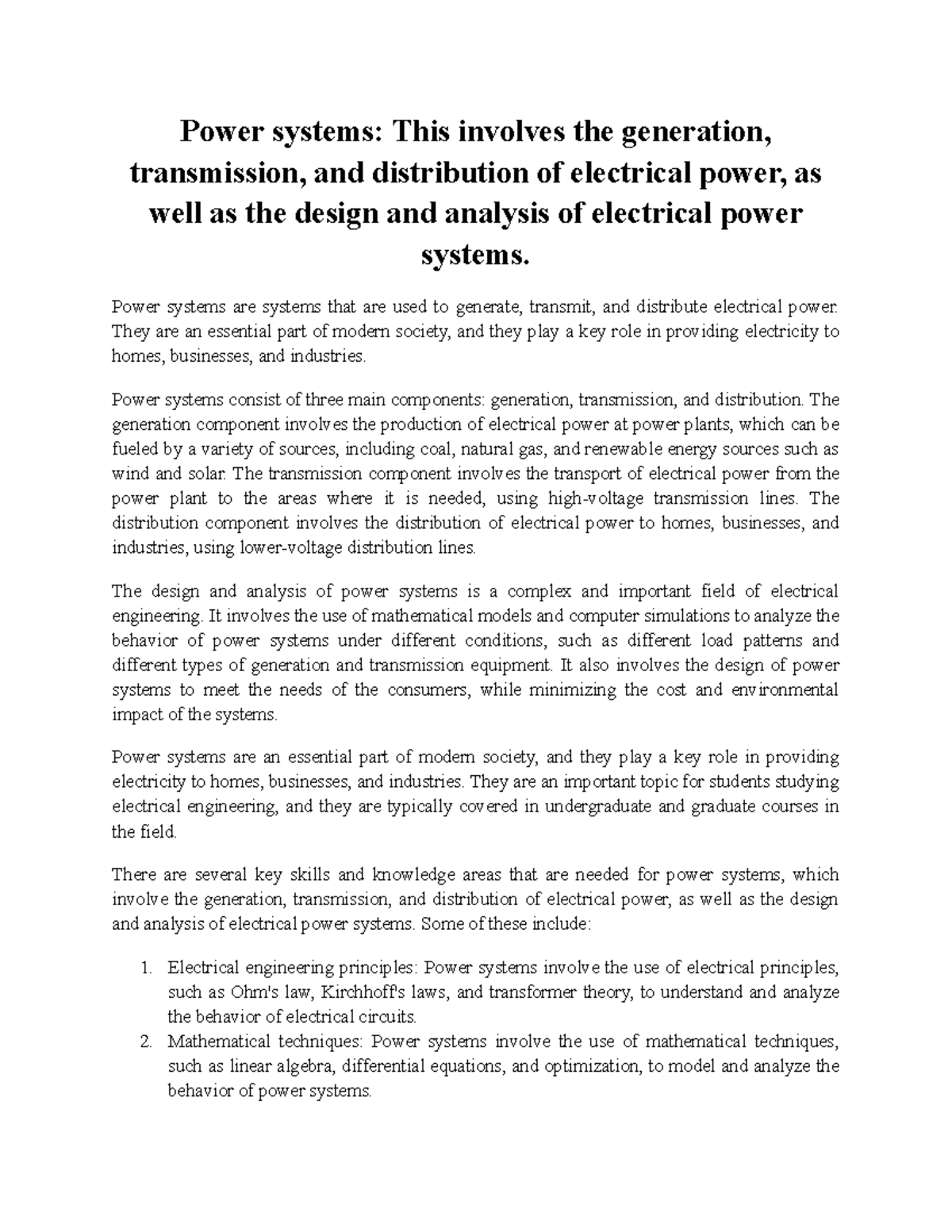 Studocu - All topics about electrical - Power systems: This involves ...