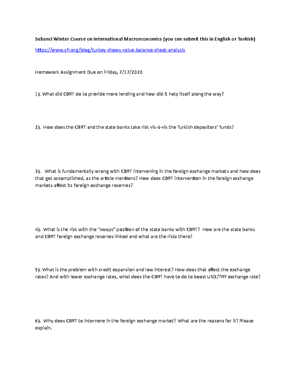 Turkish Balance Sheet Analysis (Homework Assignment #1) - Winter Course ...