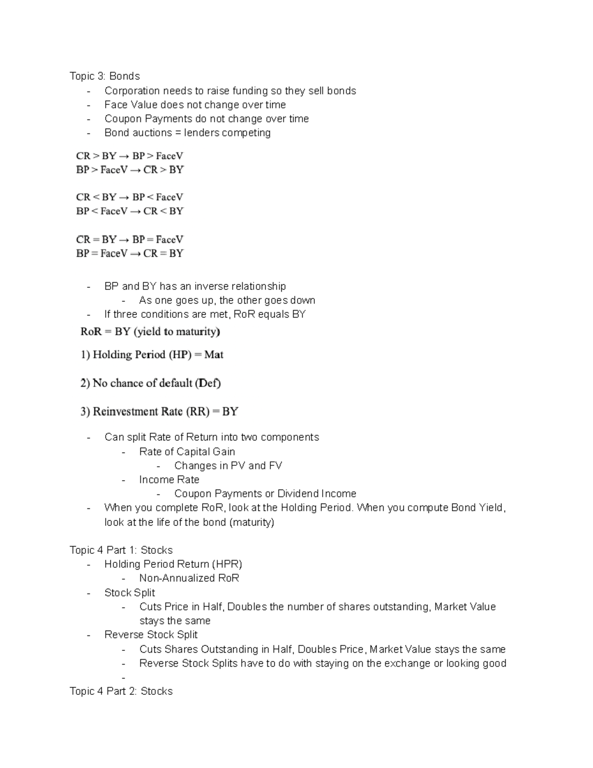 Topic 3 + 4 Notes - Topic 3: Bonds - Corporation needs to raise funding ...