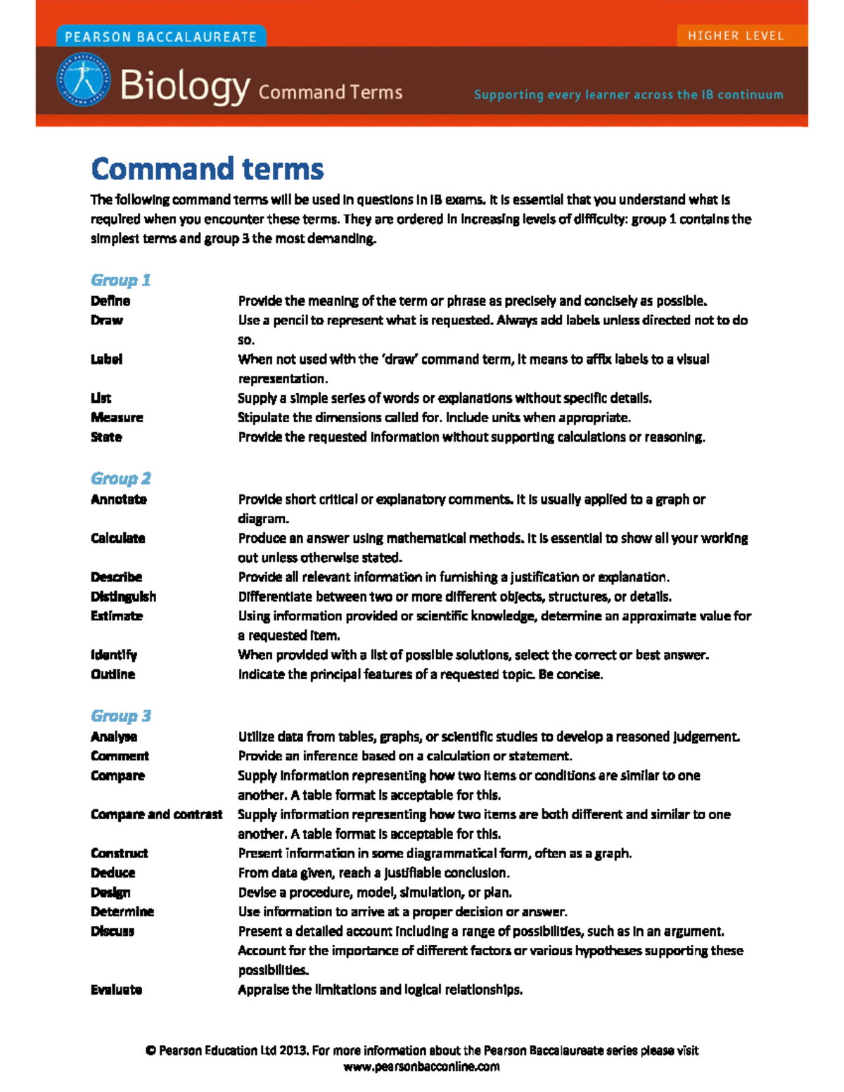 Command terms pdf 2018 - BP 723 - Studocu