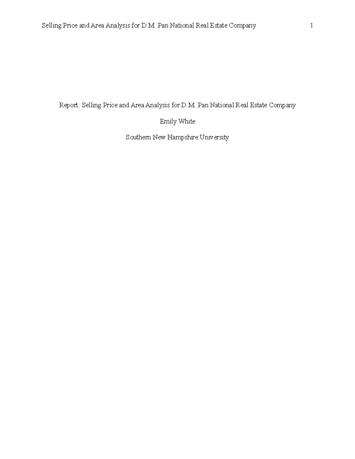 MAT 240 Module Two Assignment Template - Selling Price and Area ...