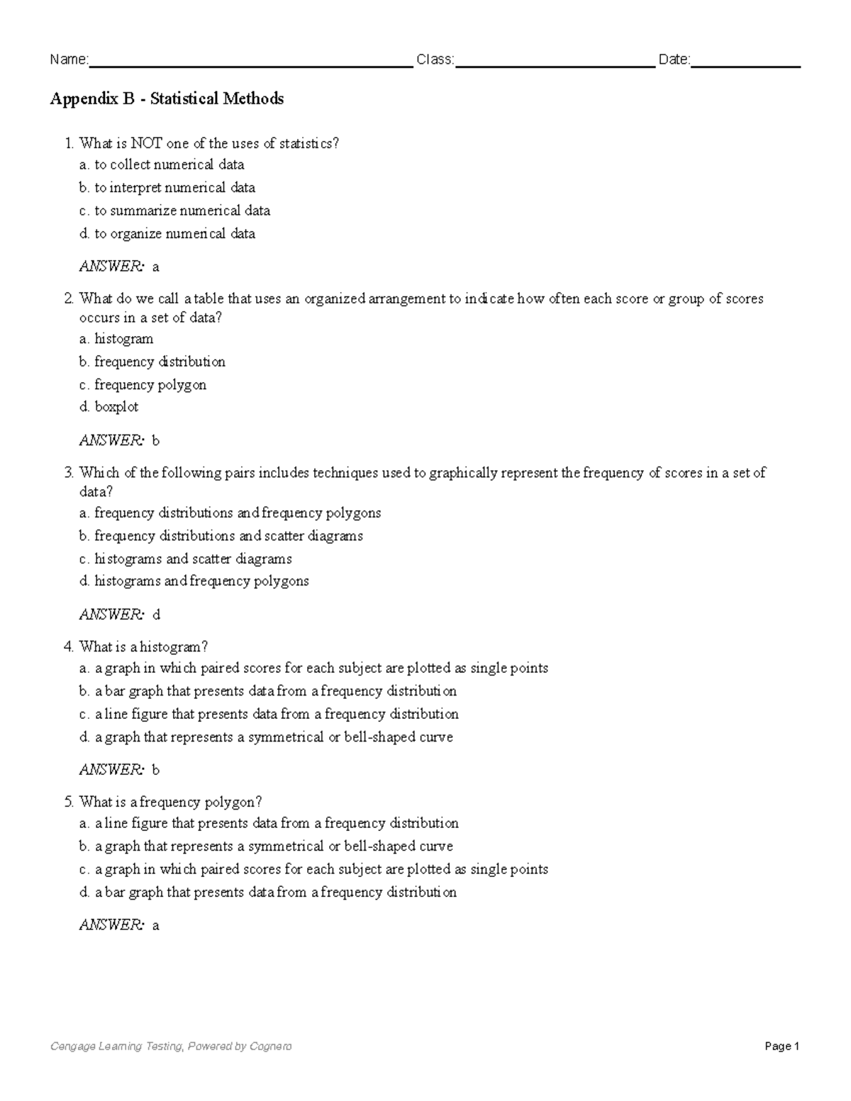 Sample/practice exam 2015, questions and answers - Name: Class: Date ...