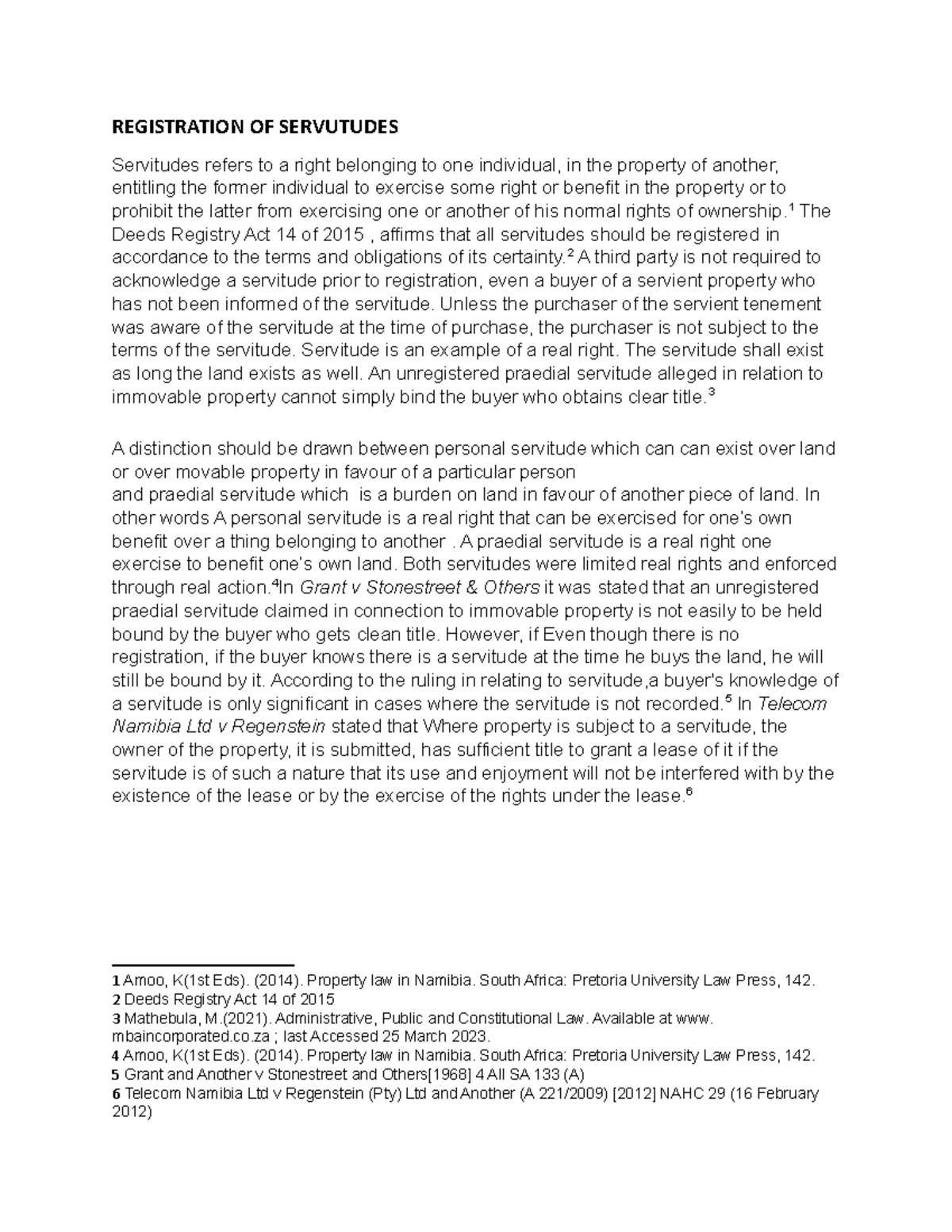 Registration of Servitudes - REGISTRATION OF SERVUTUDES Servitudes ...