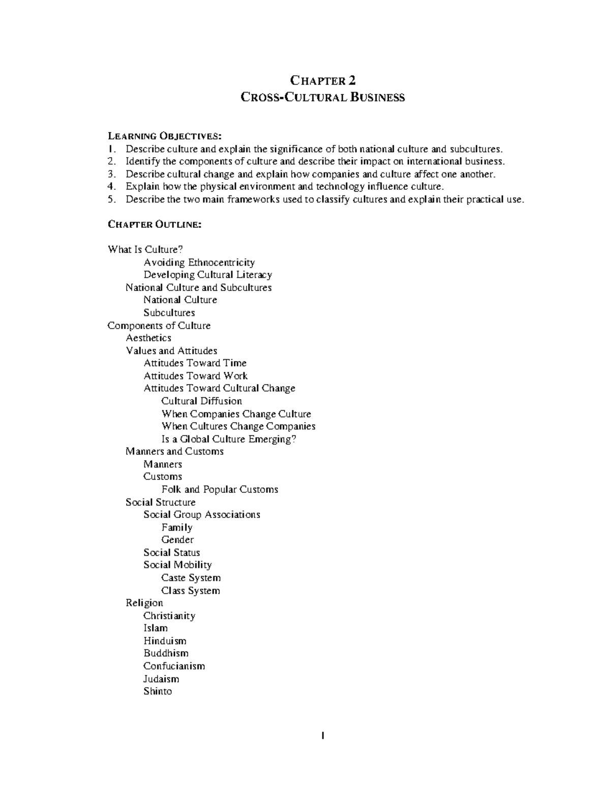 Ch. 2 Cross-Cultural Business 2021 Extract from Book - CHAPTER 2 CROSS ...