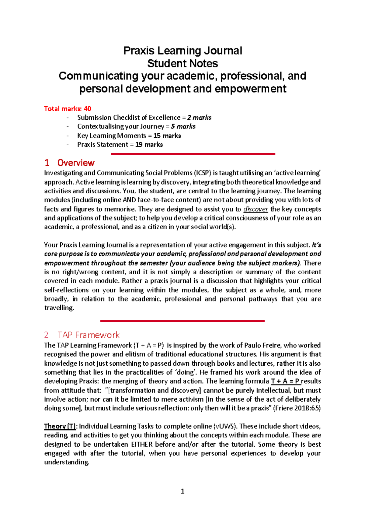 Praxis Learning Journal Student Notes - Praxis Learning Journal Student ...