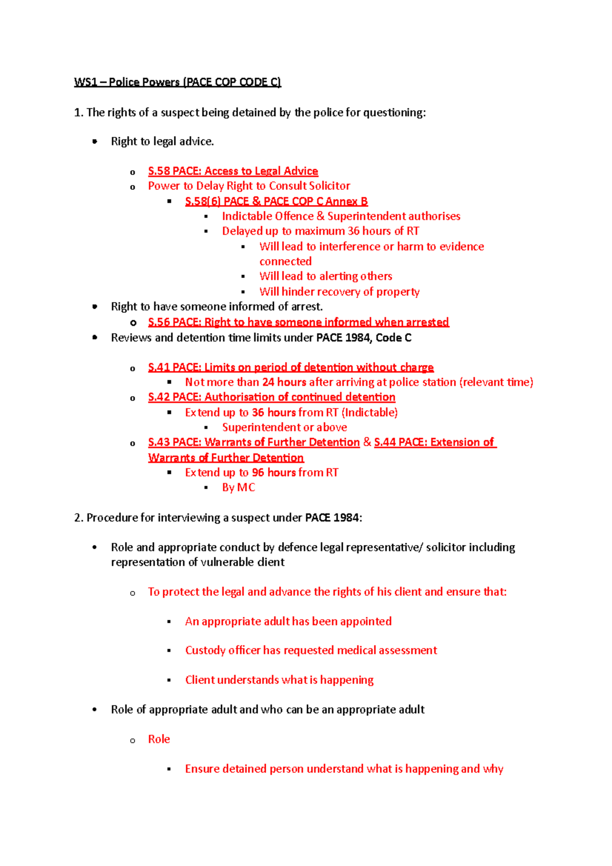 WS1 - Police Powers - BTCPLSCLP - WS1 – Police Powers (PACE COP CODE C ...