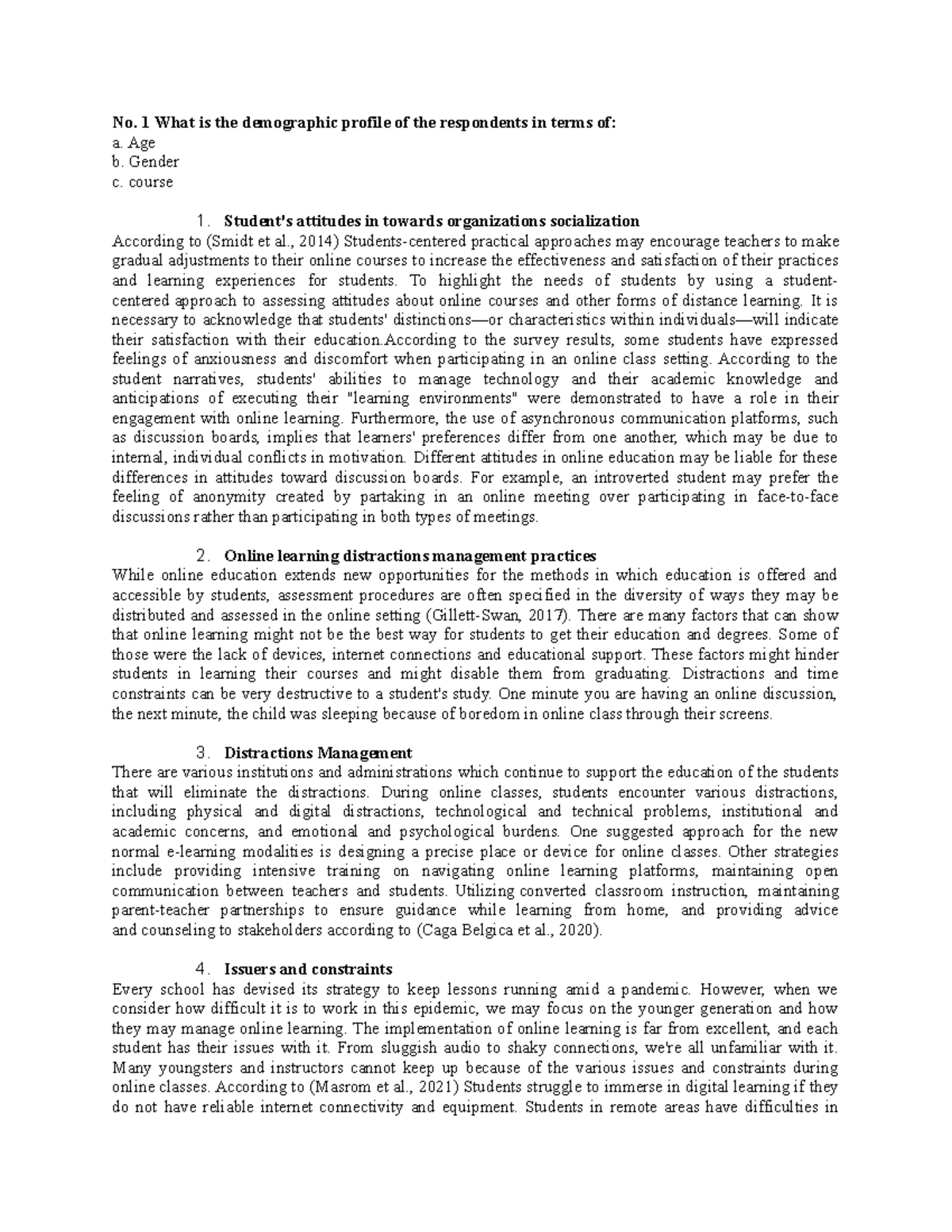 Document-1 - Organizational - No. 1 What is the demographic profile of ...