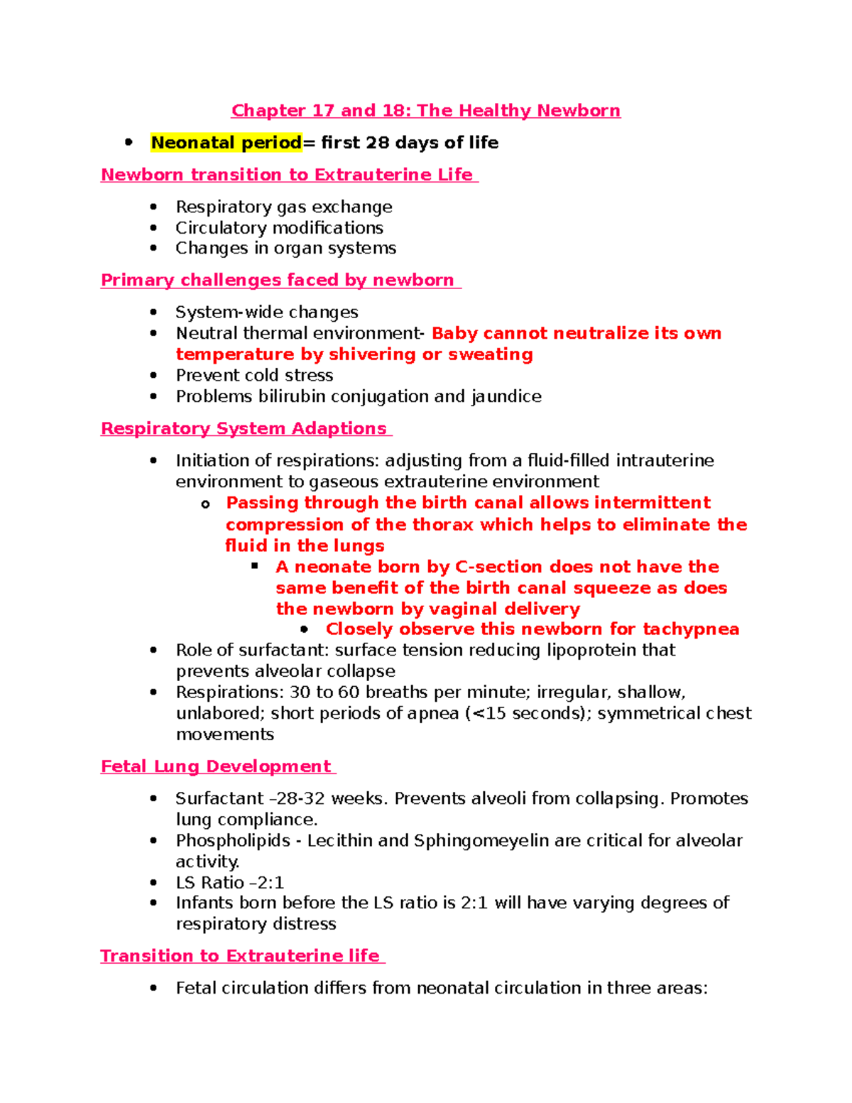 Chapter 17 and 18 The Healthy Newborn - Chapter 17 and 18: The Healthy ...