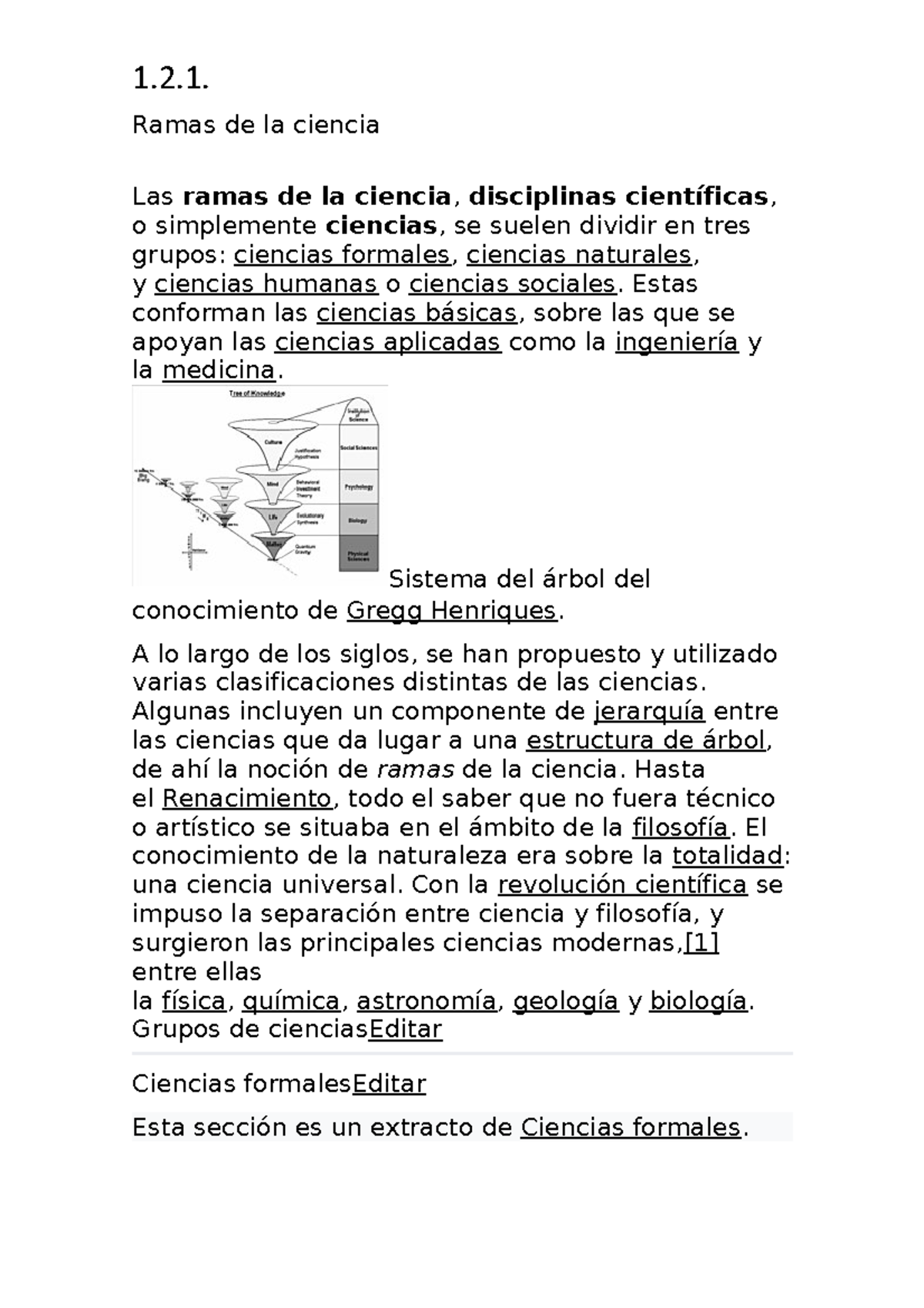 Clasificación de la ciencia - 1.2. Ramas de la ciencia Las ramas de la ...