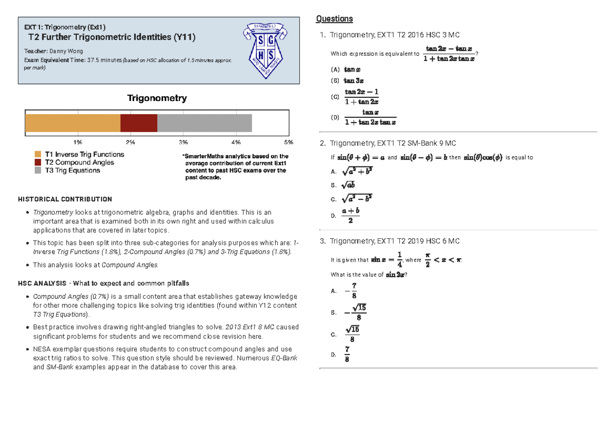 SM Further trigonometric identities - EXT 1: Trigonometry (Ext1) T2 ...