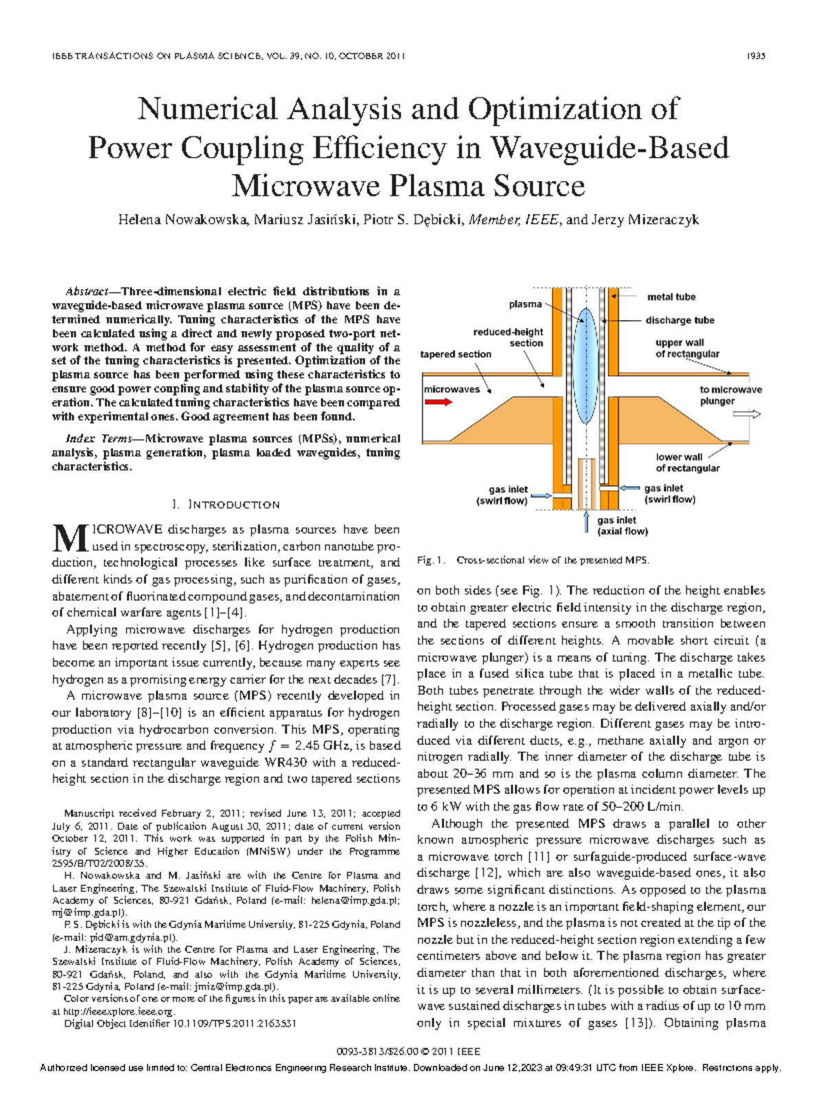 Numerical Analysis And Optimization Of Power Coupling Efficiency In Waveguide Based Microwave
