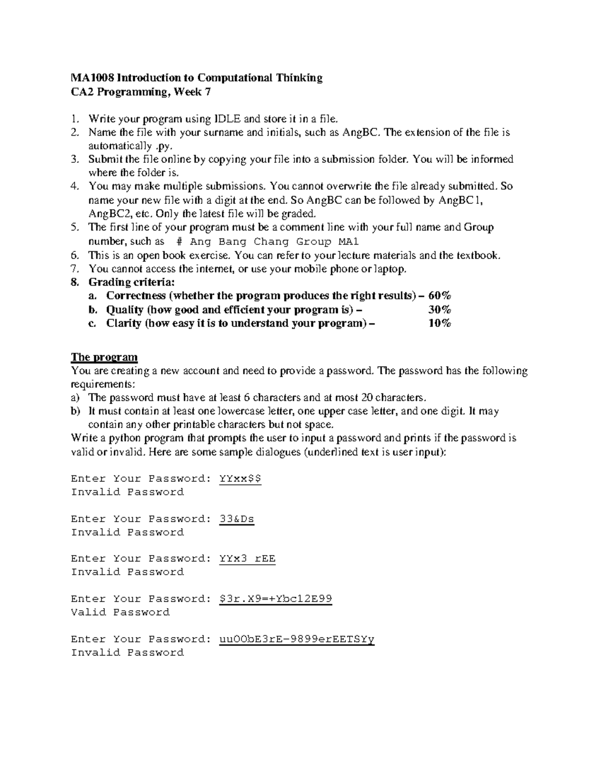 Programming Assignment 1 B Ma1008 Introduction To Computational Thinking Ca2 Programming Week