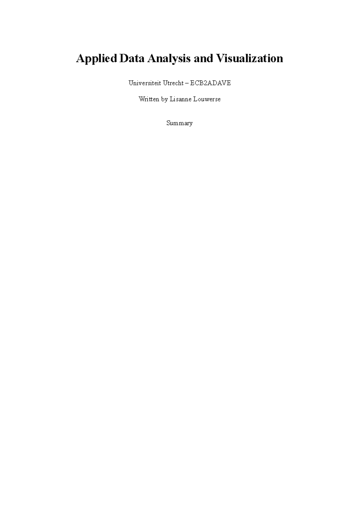 Summary for ADAV 1 - Applied Data Analysis and Visualization ...