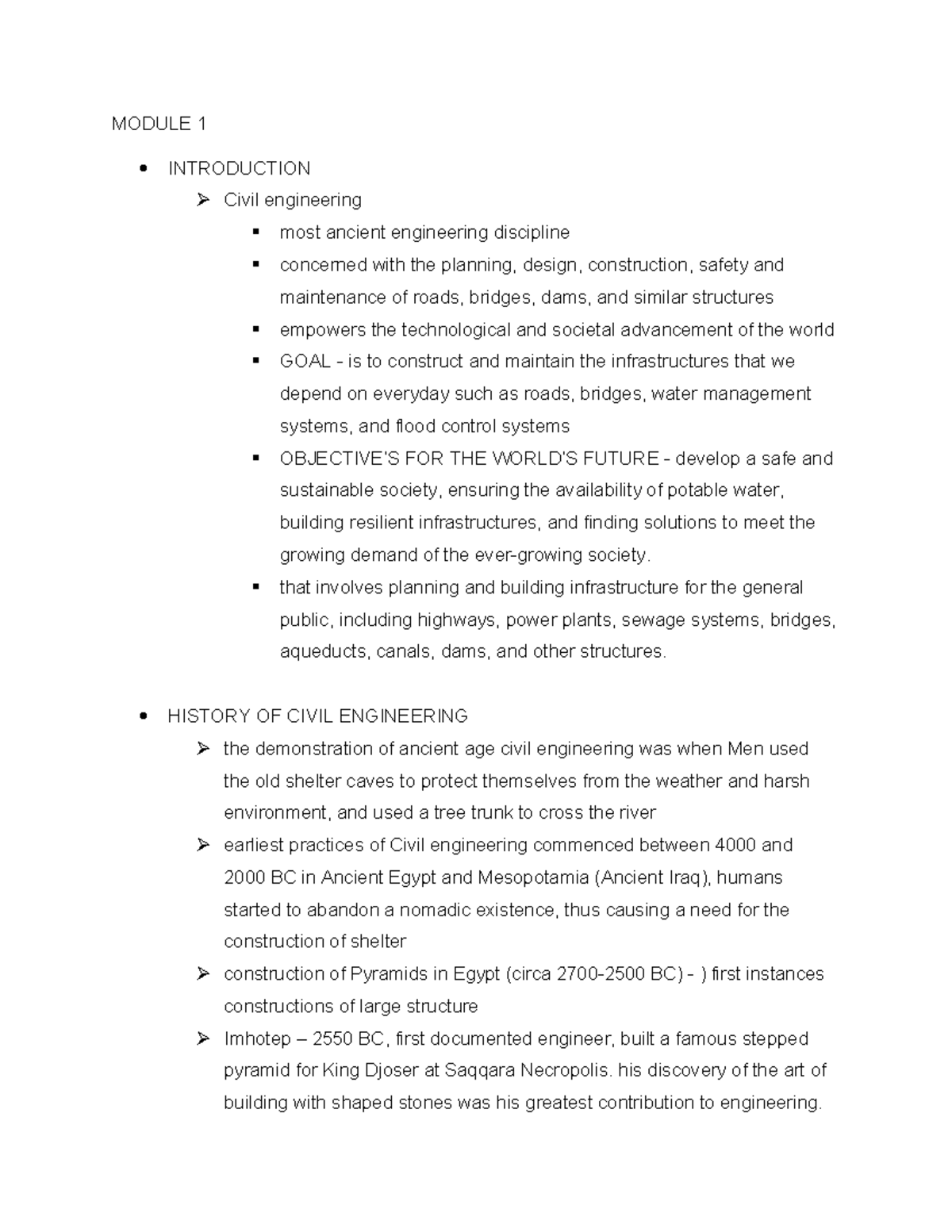 Module 1 Notes Module 1 Introduction Civil Engineering Most Ancient