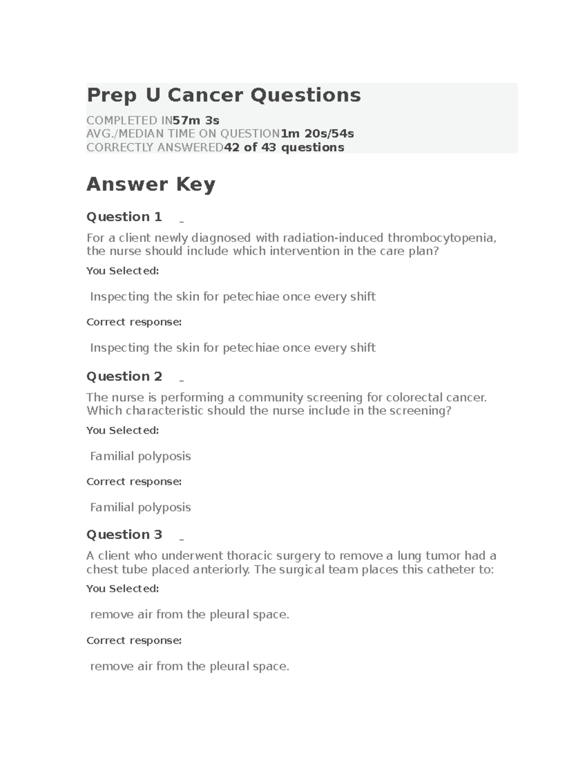 Prep U Cancer - Not much to provide - Prep U Cancer Questions COMPLETED ...