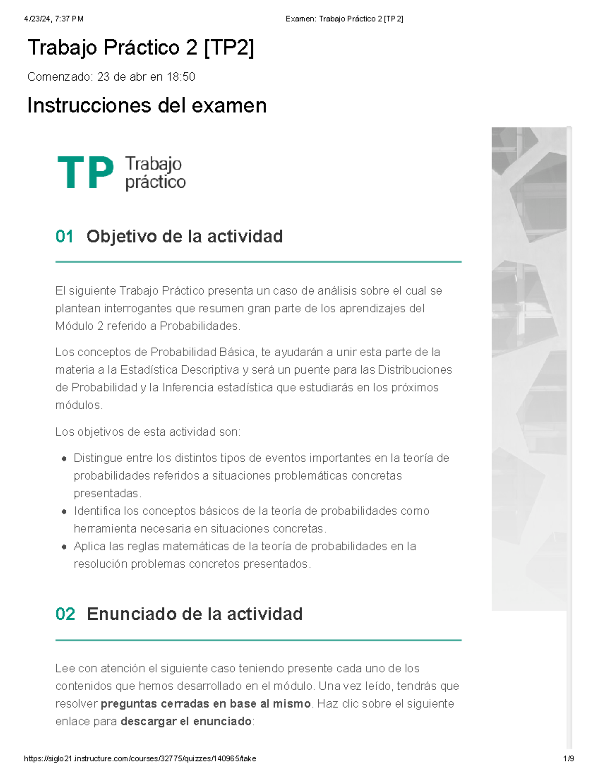 Examen Trabajo Práctico 2 [TP2] Estadistica I - Trabajo Práctico 2 [TP2 ...