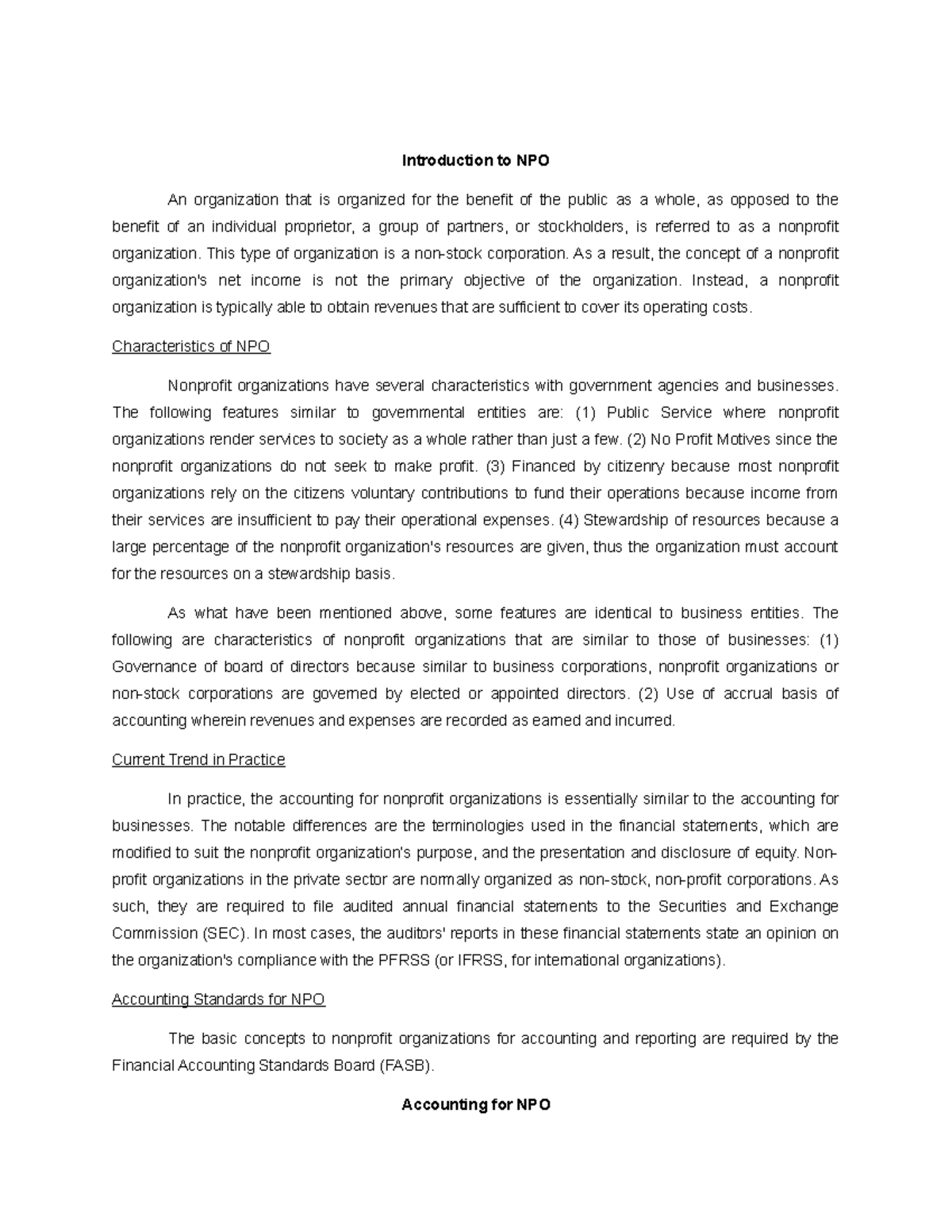 NPO - NPO - Introduction to NPO An organization that is organized for ...