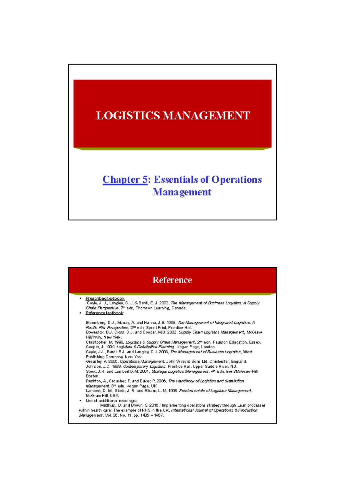 5. Topic 5 - Essentials of Operations Management - Chapter 5 ...