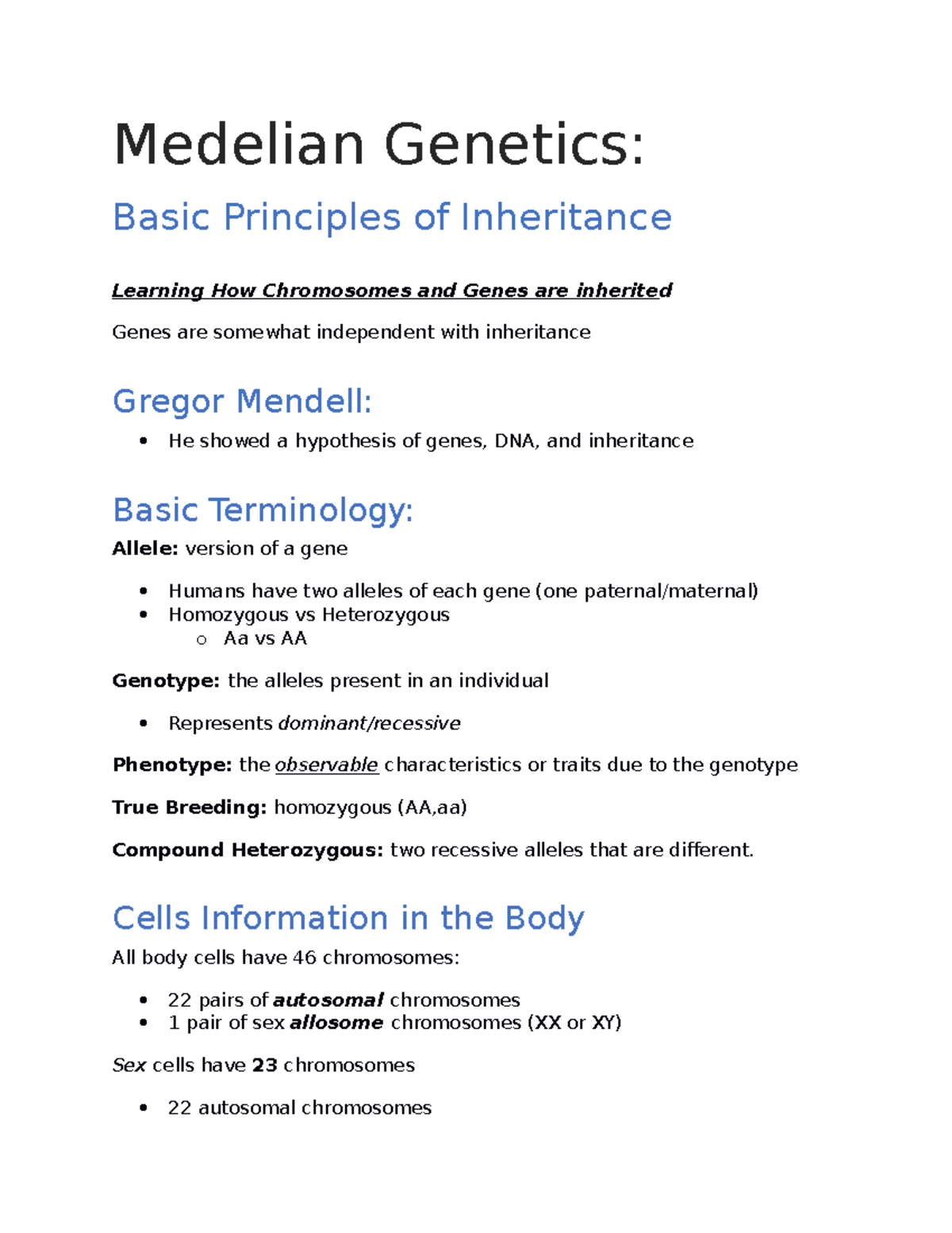 Mendelian Inheritance - Medelian Genetics: Basic Principles of ...