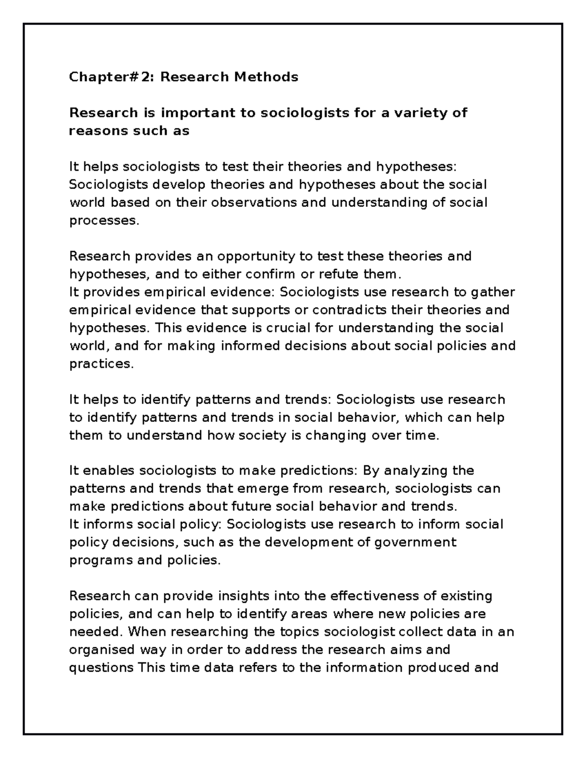 Research Methods Part 1 - Chapter#2: Research Methods Research is ...