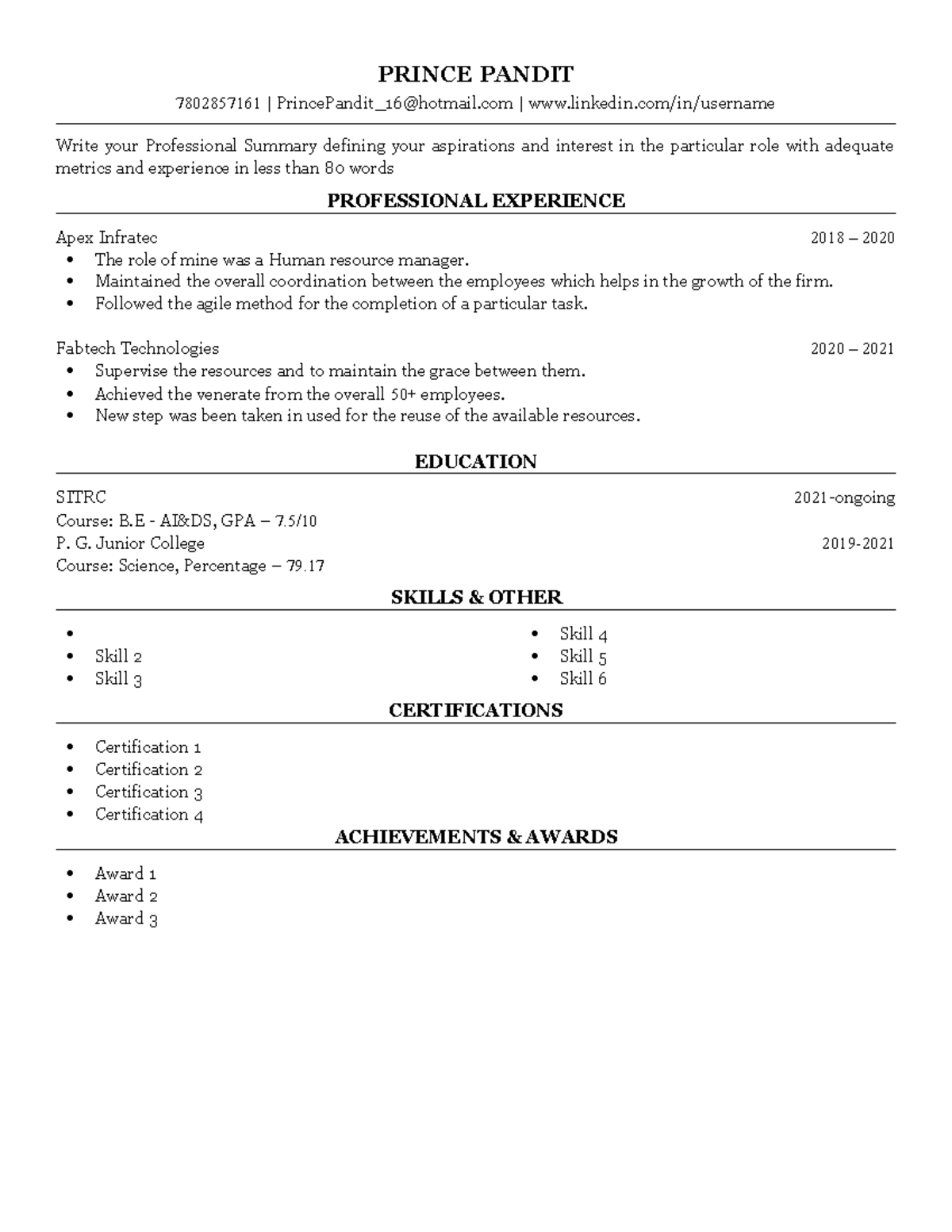 Padhakku+Resume+Black+Template - PRINCE PANDIT 7802857161 ...