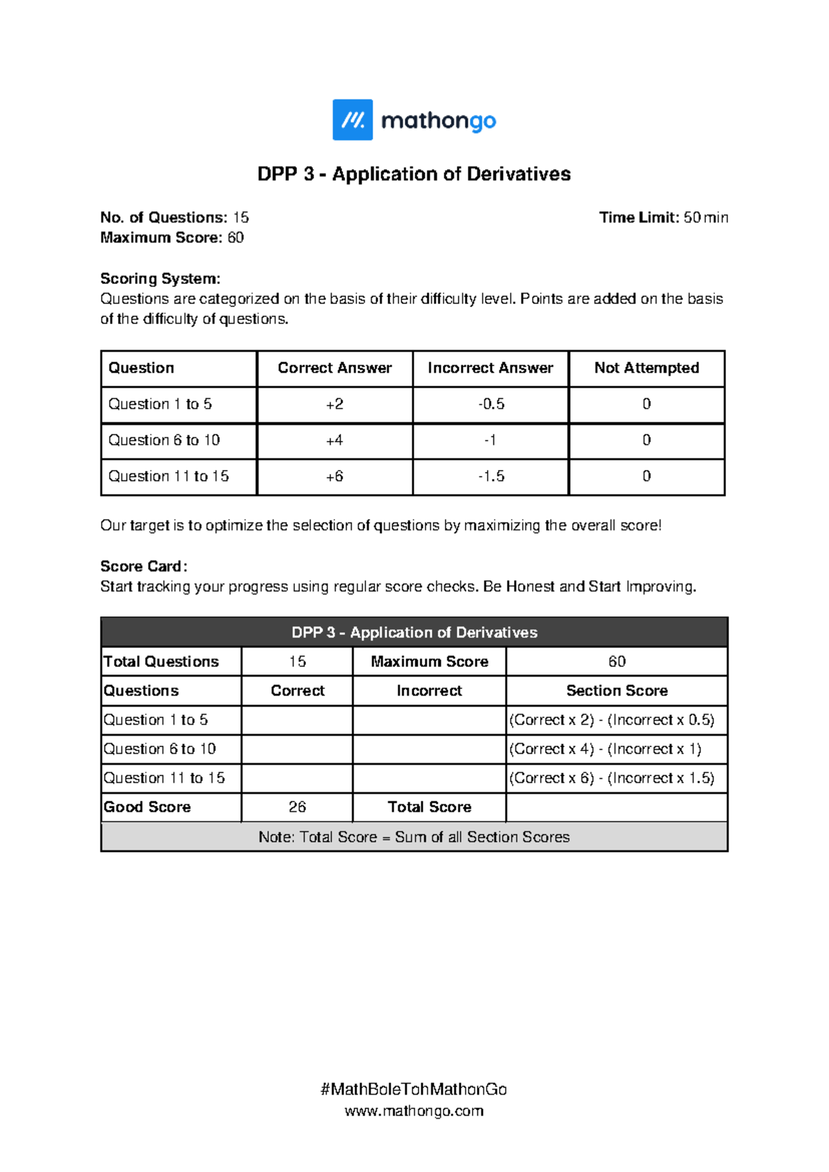Question dpp 3 application of derivatives mathongo jee main 2022 crash course - # ...