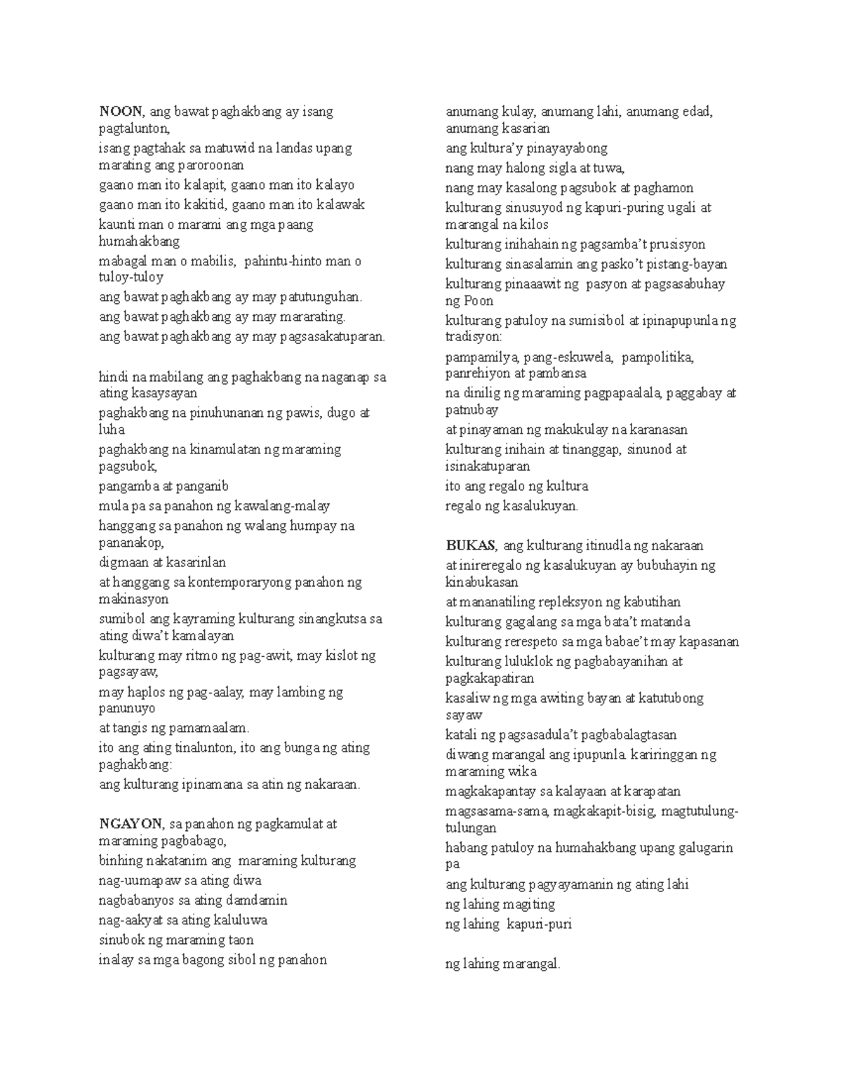 NOON - notes - NOON, ang bawat paghakbang ay isang pagtalunton, isang ...
