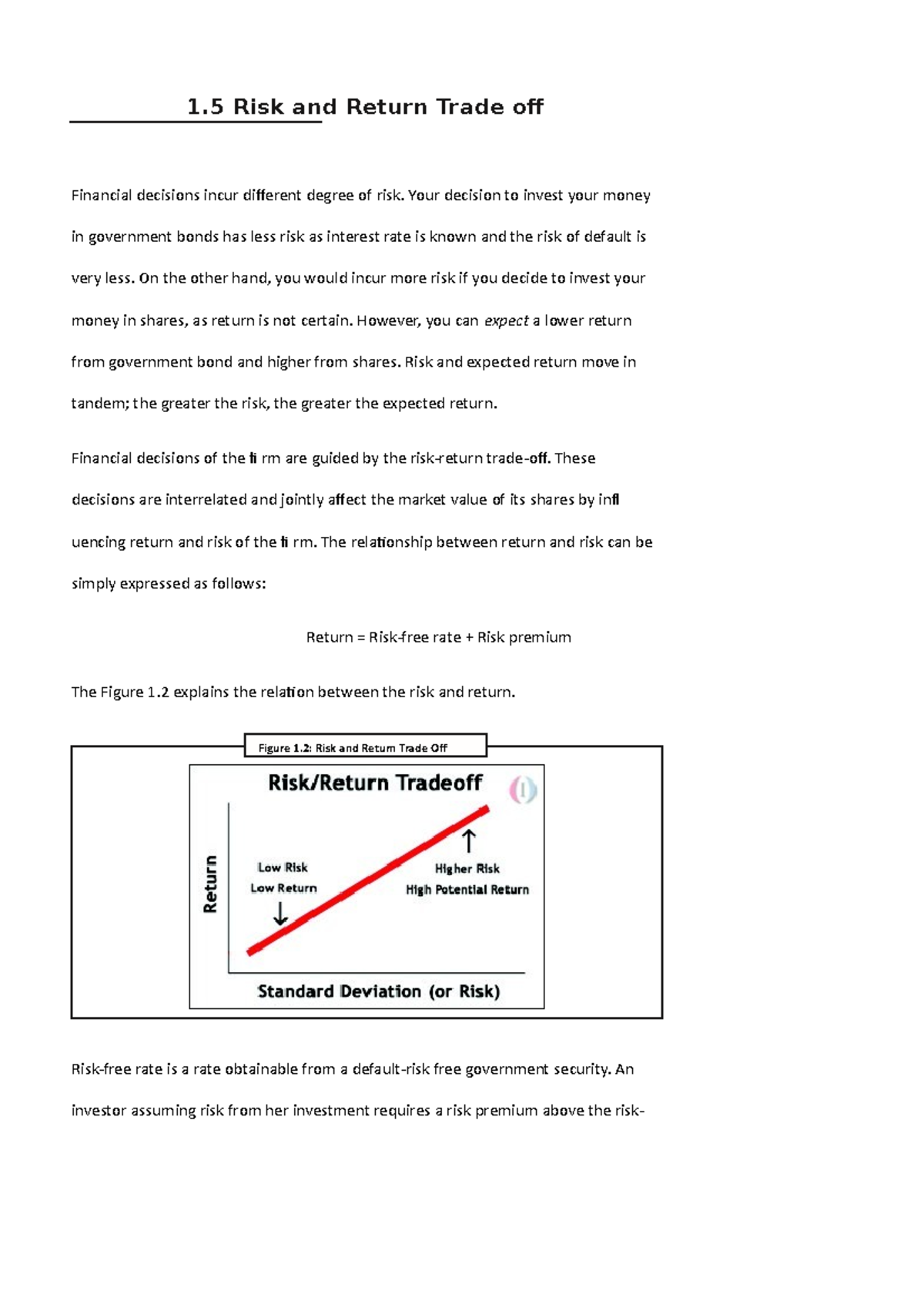 Risk and Return Trade off - 1 Risk and Return Trade of Financial ...