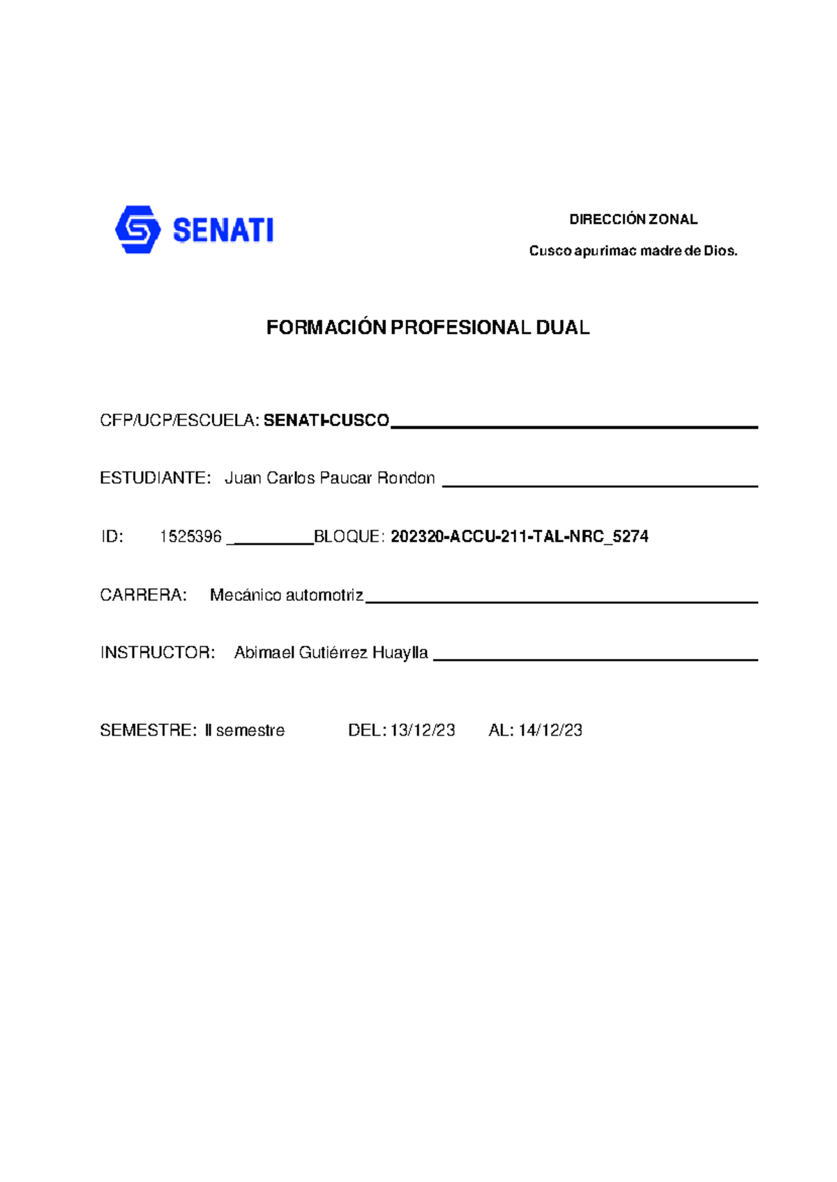 Reporte+5+abimael - esfesf - DIRECCIÓN ZONAL Cusco apurimac madre de ...