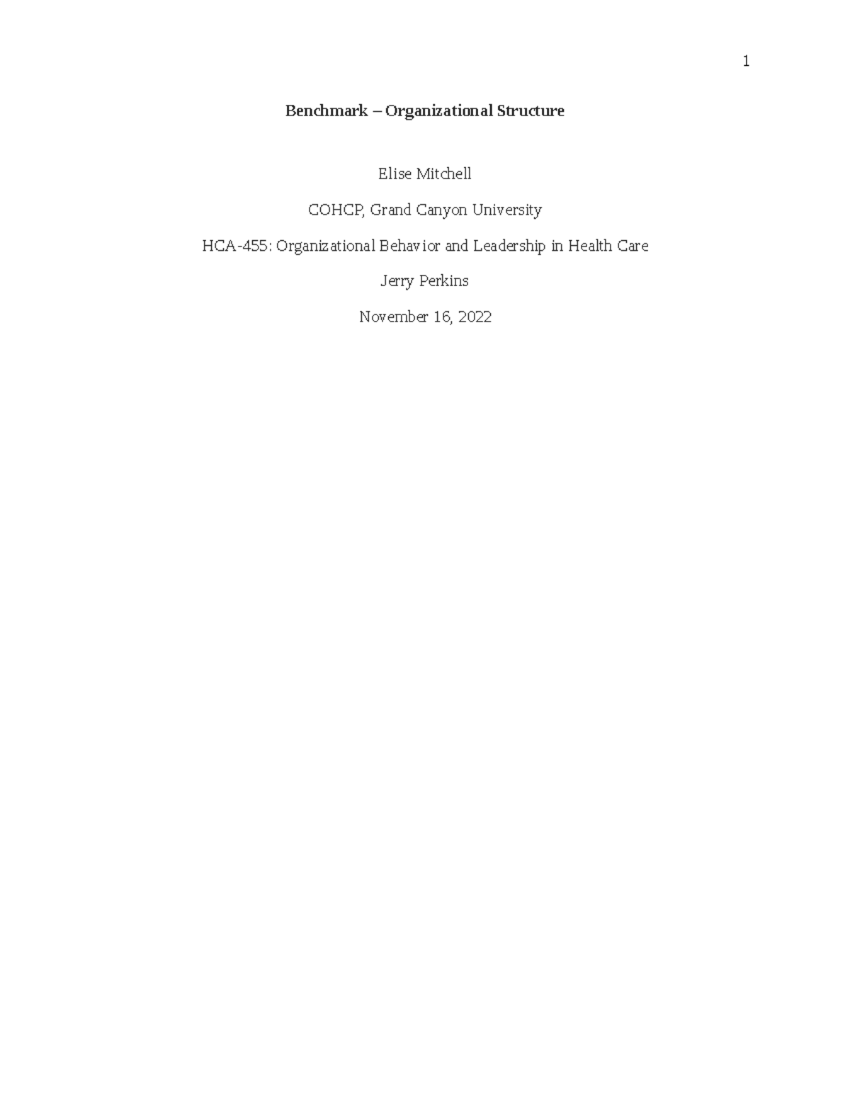 455 Benchmark – Organizational Structure - Benchmark – Organizational ...