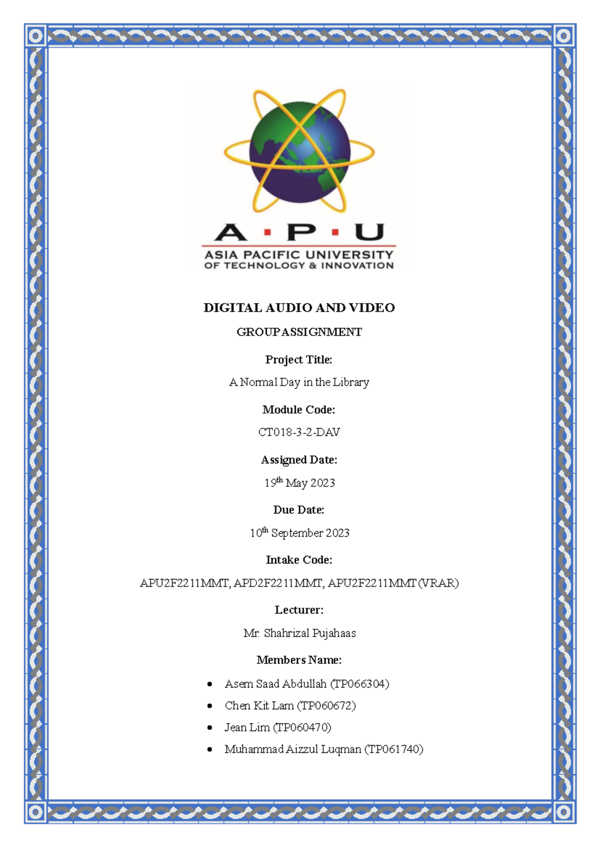 Asem Saad Abdullah TP066304 a normal day in the library(maybe) TP060672 ...