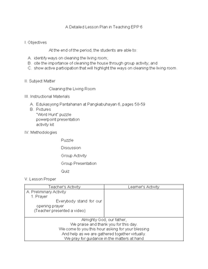 Detailed Lesson Plan Mathematics 6 Adding Dissimilar Fraction ...