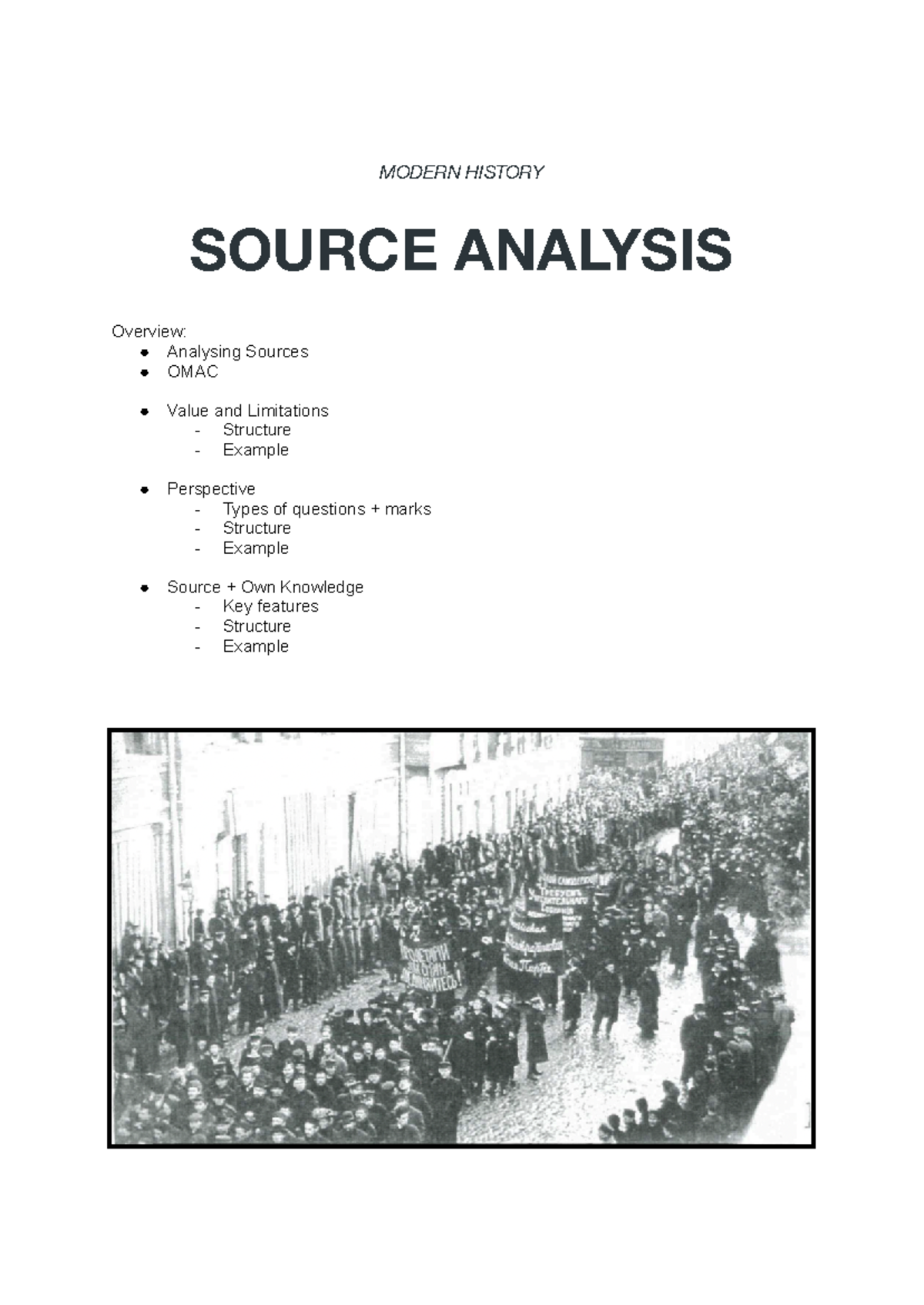 Source Analysis - Modern History - MODERN HISTORY SOURCE ANALYSIS ...