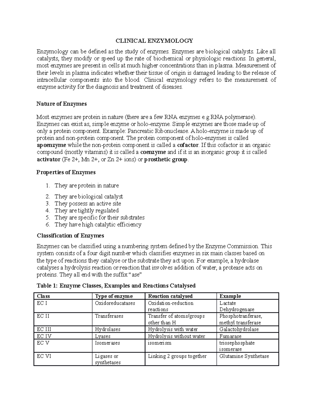 Clinical Enzymology - This notes are quite simple and easy to ...