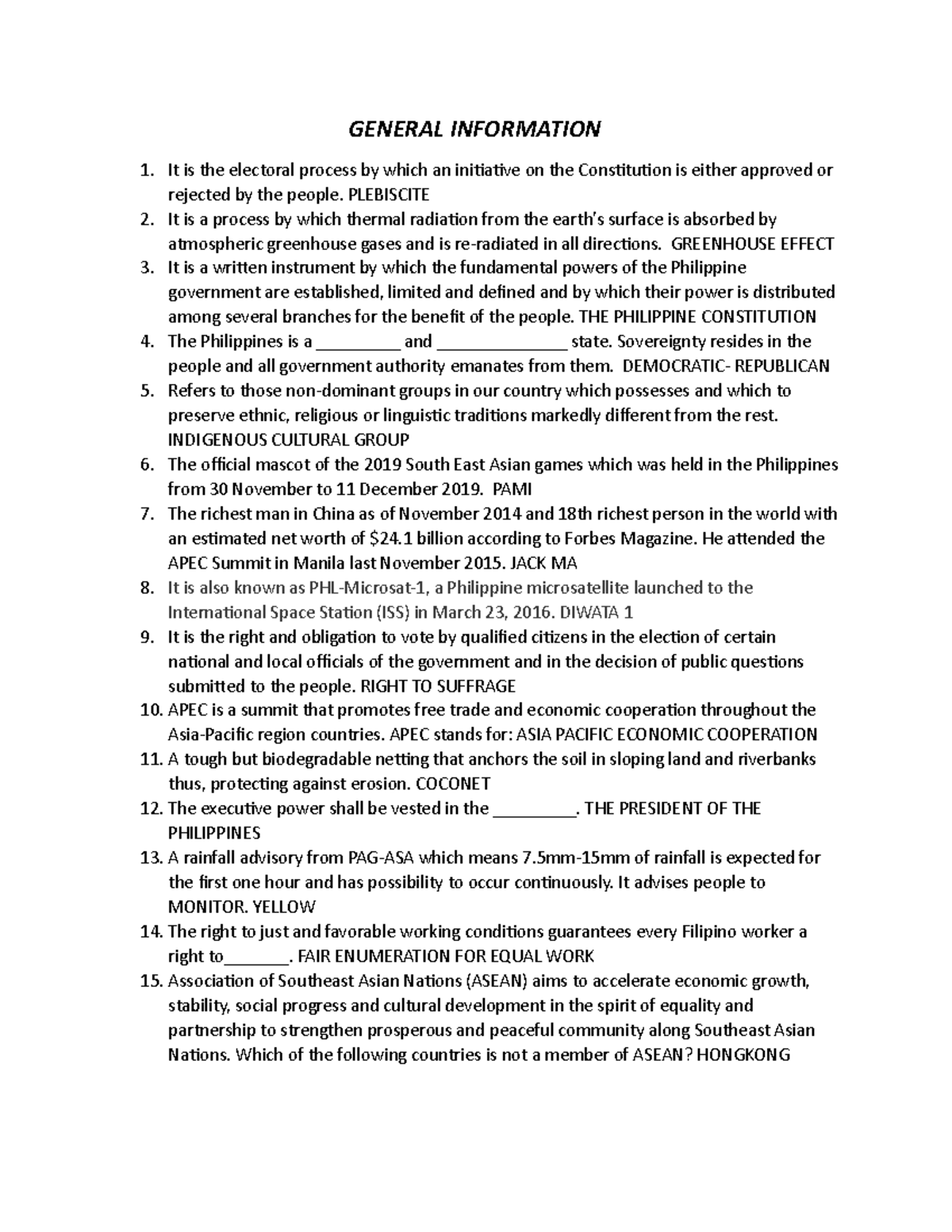 General Infromation - Civil service exam - GENERAL INFORMATION It is ...