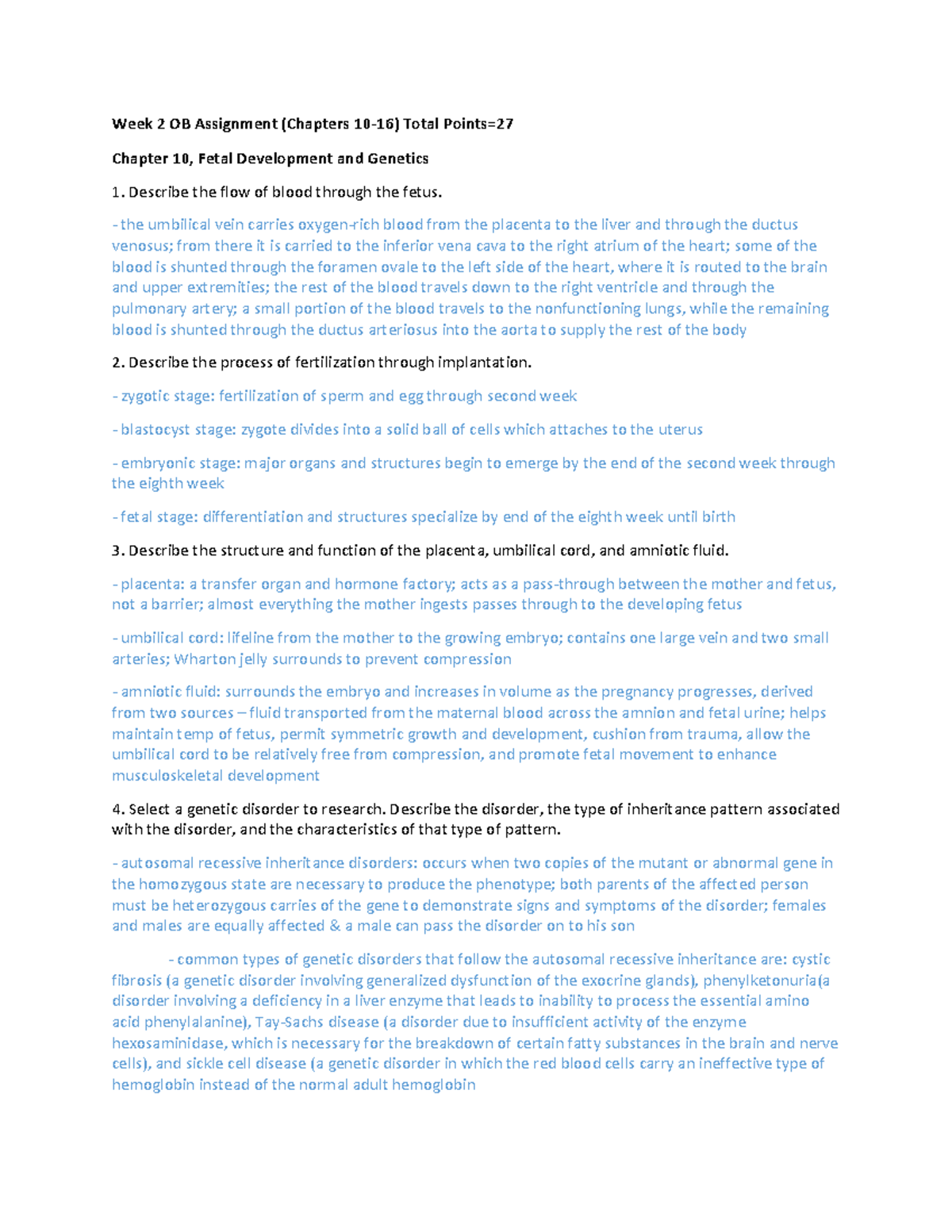 OB 2 Assignment - ob 2 - Week 2 OB Assignment (Chapters 10-16) Total ...